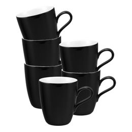 Seltmann Weiden Becher "Henkelbecher Life Fashion 400 ml 6er Set", 6 tlg., schwarz, Trinkgef&auml;&szlig;e