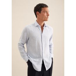 Seidensticker Herren Businesshemd "Regular", blau, Gr. 43, gestreift, 100% Leinen, Hemden, Regular 1/1 Kentkragen Streifen