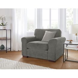 Sessel Home Affaire, B:128cm H:93cm T:95cm, grau, 100% Polyester, Wohnzimmer, Sessel, "Broughton", weiche Polsterung, passend zur Serie "Broughton",