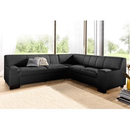 Ecksofa DOMO collection, B:247cm H:74cm T:212cm, schwarz, Microfaser PRIMABELLE (100% Polyester);Kunstleder SOFTLUX;Struktur (90% Polyester, 10%