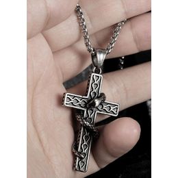Firetti Herren Kette mit Anh&auml;nger "Schmuck Geschenk Cross Snake", Edelstahl, L: 55 B: 3mm, schwarz, Edelstahl, B:3mm, Halsketten