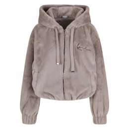 Karl Kani Damen Sweatjacke "Karl Kani Metal Signature Vegan Fur Zip Hoodie Jacket"lightgrau, Gr. XXS, unifarben, 100% Polyester, Sweatjacken