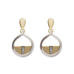Jobo Damen Paar Ohrh&auml;nger "Ohrringe Goldohrringe 17 m lang", SI = kleine Einschl&uuml;sse, Diamanten Gelbgold 585 Wei&szlig;gold 585gelbgold 585, Diamanten,
