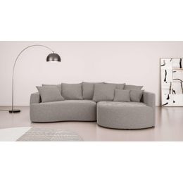Ecksofa Home Affaire, B:255cm H:90cm T:181cm, beige, 100% Polyester, Wohnzimmer, Sofas, "Kahekili, Schlafsofa mit Bettkasten, Ma&szlig;e B/T/H: 255/181/90/