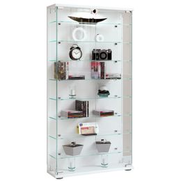 Standvitrine Vcm, weiß, Schränke, "Holz Glas Stand Vitrine Sammelvitrine Stelas L"