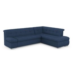 Ecksofa DOMO collection, B:271cm H:80cm T:213cm, blau, Struktur fein 100% Polyester;Chenilleoptik 100% Polyester, Wohnzimmer, Sofas, "Mona L-Form