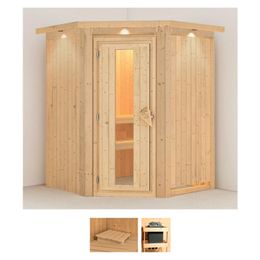 Karibu Sauna "Nanna", ohne Ofen, (ohne Ofen), beige, Saunen, ohne Ofen