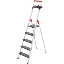 Hailo Stehleiter "L100 TopLine", B/H/L: 48cm x 187cm x 17cm, grau, Leitern, Alu-Sicherheits-Stehleiter 5 Stufen
