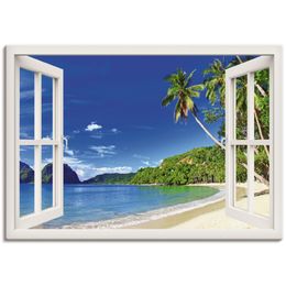 Wandbild Artland, B:100cm H:70cm, weiß, Wohnzimmer, Bilder, "Fensterblick Paradies", als Alubild, Outdoorbild, Leinwandbild, Poster, Wandaufkleber