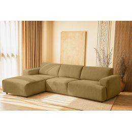 Ecksofa Home Affaire, B:301cm H:75cm T:163cm, gelb, 90% PES, 10% Nylon, Wohnzimmer, Sofas, "Linkka, Breite 301 cm", L-Form, in einem weichen