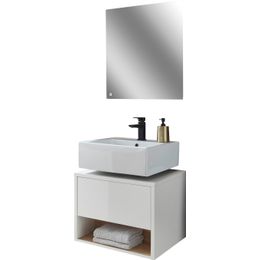 Badm&ouml;bel-Set Places of Style, wei&szlig;, Kastenm&ouml;bel-Sets, "Studio Line, Bad im modernen Design, 2-teiliges Badezimmer", Unterschrank und Spiegel, in zwei
