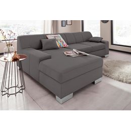Ecksofa DOMO collection, B:268cm H:74cm T:153cm, schwarz, Feinstruktur (100% Polyester);Luxus-Microfaser (100% Polyester);Zierkissen: Im jeweiligen