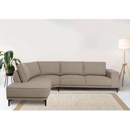 Ecksofa OTTO HOME, B:287cm H:85cm T:239cm, beige, 100% Polyester, Wohnzimmer, Sofas, "Casina", mit abgerundeter Ottomane, in einem weichen
