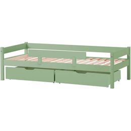 Jugendbett Home Affaire, B:166cm H:46,5cm L:760cm, grün, Betten, "ECO One", Kinderbett mit Rausfallschutz, mit 2 Schubkästen