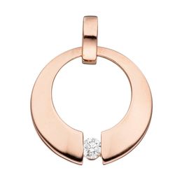 Jobo Damen Runder Anh&auml;nger "Anh&auml;nger Ros&eacute;goldanh&auml;nger rund 16 mm", SI = kleine Einschl&uuml;sse, Diamanten Ros&eacute;gold 585ros&eacute;gold 585, Diamanten, Ros&eacute;gold
