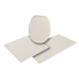 Badematte my home, H:10mm, beige, Baumwolle, Badematten, "Lovro, Badvorleger, Badezimmer Teppich", Badteppich, beidseitig verwendbar, auch als