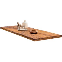 Tischplatte Sit, B:180cm H:5cm T:100cm, beige, Massivholz, Tischplatten, mit extravagantem Sonnendesign
