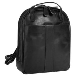 CLUTY Damen Cityrucksack, schwarz, Leder, Rindsleder, Retro, Rucks&auml;cke, echt Leder