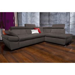 Ecksofa, B:268cm H:77cm T:204cm, grau, exxpo - SOFA FASHION, NaturLeder;Primabelle-Microfaser (100% Polyester);Luxus-Kunstleder, Wohnzimmer, Sofas,