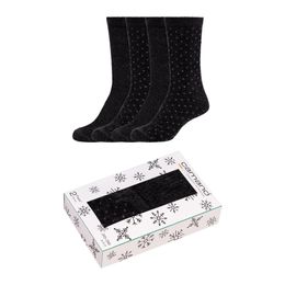 Camano Damen Socken "Socken 4er Pack", Gr. 35, schwarz, 98% Polyester 2% Elasthan, gepunktet, Socken