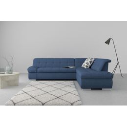 Ecksofa DOMO collection, B:271cm H:80cm T:213cm, blau, Struktur fein 100% Polyester;Chenilleoptik 100% Polyester, Wohnzimmer, Sofas, "Mona L-Form