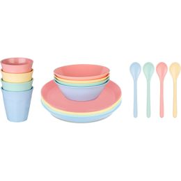 Koziol Geschirr-Set "NORA SET MACARONS", 16 Stk., bunt, Geschirr-Sets, 100% recycelbar, 100% made in Germany, 100% melaminfrei