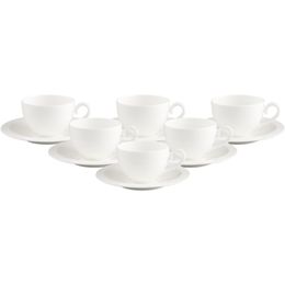 Villeroy & Boch VILLEROY & BOCH Tasse "Kaffeetassen mit Untertassen White Pearl 120 ml 6er Set wei&szlig;", wei&szlig;, Trinkgef&auml;&szlig;e