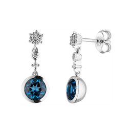 Jobo Damen Paar Ohrh&auml;nger "Ohrringe Wei&szlig;goldohrringe 19 mm lang", SI = kleine Einschl&uuml;sse, Diamanten Wei&szlig;gold 585dunkelblau, dunkelblau, Diamanten,