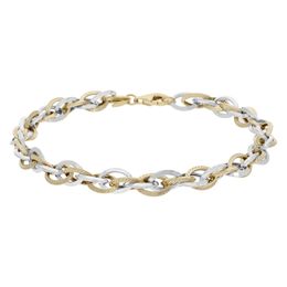 Firetti Armband "Schmuck Geschenk Gold 585 Armschmuck Doppelankerkette bicolor", 19cm, Gelbgold 585gelbgoldfarben, wei&szlig;goldfarben, Gelbgold 585,