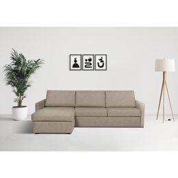 Schlafsofa Home Affaire, B:264cm H:85cm T:157cm, beige, 85% PES. 15% Polypropylene, Wohnzimmer, Sofas, "GOLDPOINT Ecksofa 264 cm, Liegefläche