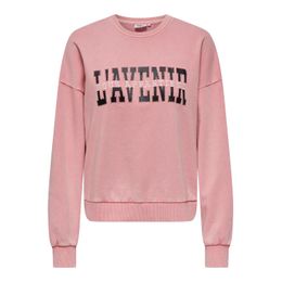 Only Damen Sweatshirt "ONLPENELOPE L/S BEADS O-NECK SWT", rosa, Gr. XS, bedruckt, Sweatware, Obermaterial: 60% Baumwolle, 40% Polyester, Sweatshirts