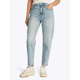Tommy Jeans Damen Mom-Jeans "MOM JEAN UH TPR", blau, Gr. 34, unifarben, Denim/Jeans, Obermaterial: 99% Baumwolle, 1% Elasthan, Jeans, mit