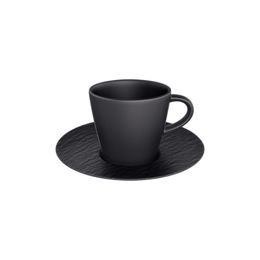 Villeroy & Boch VILLEROY & BOCH Tasse "Espressotasse mit Untertasse Manufacture Rock 60 ml / &oslash; 12,1 cm schwarz", 1 tlg., schwarz, Trinkgef&auml;&szlig;e
