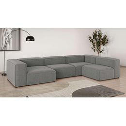 Wohnlandschaft OTTO HOME, B:360cm H:72cm T:200cm, grau, 100% Polyester, Sofas, "HAILY U-Form mit Ottomane links/rechts, Maße B/T/H: 360/200/72 cm",