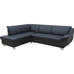 Ecksofa DOMO collection, B:254cm H:80cm T:186cm, schwarz, Kunstleder SOFTLUX;Struktur ( 100% Polyester), Wohnzimmer, Sofas, "Pilar, elegant &