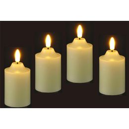 I.GE.A. LED-Kerze "Batteriebetriebene LED-Kerzen aus Echtwachs, &Oslash; ca. 5,5 cm", &Oslash;/H: 5,5cm x 7,5cm, 4 Stk., beige, Kerzen, warmwei&szlig;es Stimmungslicht,