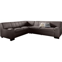 Ecksofa DOMO collection, B:247cm H:74cm T:212cm, braun, Microfaser PRIMABELLE (100% Polyester);Kunstleder SOFTLUX;Struktur (90% Polyester, 10%