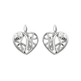 Jobo Damen Paar Ohrh&auml;nger "Ohrringe Silberohrringe Herz 28 mm", Silber 925 (Sterlingsilber)silber 925, wei&szlig;, Silber 925 (Sterlingsilber), Ohrringe