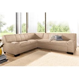 Ecksofa DOMO collection, B:247cm H:74cm T:212cm, beige, Microfaser PRIMABELLE (100% Polyester);Kunstleder SOFTLUX;Struktur (90% Polyester, 10%