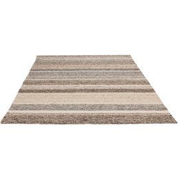 Wollteppich Theko, B:120cm H:12mm L:180cm, beige, Schurwolle, Wohnzimmer, Teppiche, "Ehrwald TK-155", Wendeteppich, besonders flach, reine Wolle,