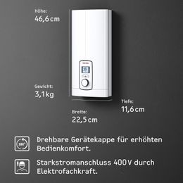Stiebel Eltron Komfort-Durchlauferhitzer "DEL 27 kW Plus, gradgenaue Temperaturwahl", 27 kW, wei&szlig;, Durchlauferhitzer, 3i Technologie f&uuml;r konstante