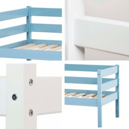 Einzelbett Hoppekids, B:76cm H:65cm L:166cm, blau, Kiefer massiv, Betten, "ECO Comfort Kinderbett, Kiefer Massivholz, Jugendbett inkl. Rollrost",