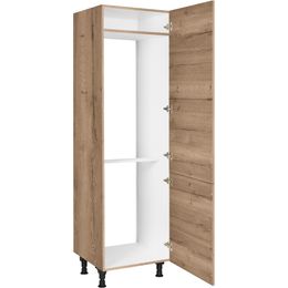 K&uuml;hlmodul Nobilia, B:60cm H:216,6cm T:58,3cm, braun, Schr&auml;nke, ""Structura", f&uuml;r ein K&uuml;hl- und Gefrierschrank, Ausrichtung w&auml;hlbar", vormontiert,