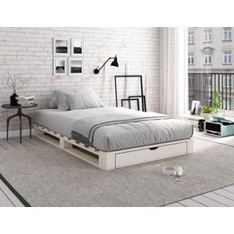 Palettenbett Home Affaire, B:120cm H:18cm L:200cm, weiß, Betten, ""ALASCO " BESTSELLER Mit Schublade", zertifiziertes Massivholz, erweiterbar zum
