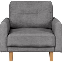 Sessel Home Affaire, B:95cm H:89cm T:100cm, grau, 100% Polyester, Wohnzimmer, Sessel, "TRIPLO Relaxsessel mit Wellenunterfederung, Ma&szlig;e B/T/H: