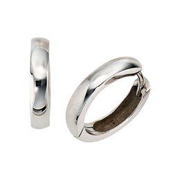 Jobo Damen Paar Creolen, 13,9mm, Wei&szlig;gold 375, wei&szlig;, Wei&szlig;gold 375, Ohrringe, rund 375 Wei&szlig;gold