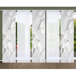 Schiebegardine HOME IN GREEN, B:60cm H:245cm, beige, Polyester, Wohnzimmer, Gardinen, "LAIRA", SET DIGITALDRUCK,BAMBUSOPTIK RECYCELT