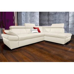Ecksofa, B:268cm H:77cm T:204cm, weiß, exxpo - SOFA FASHION, NaturLeder;Primabelle-Microfaser (100% Polyester);Luxus-Kunstleder, Wohnzimmer, Sofas,