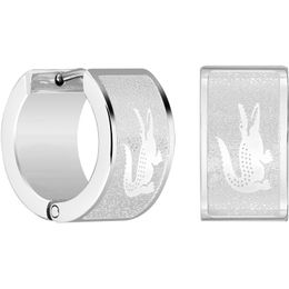 Lacoste Herren Paar Creolen "BACKHAND", 8mm, Edelstahl, silber, Edelstahl, Ohrringe