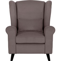 Sessel Home Affaire, B:81cm H:99cm T:87cm, grau, 100% Polyester, Wohnzimmer, Sessel, "Ohrensessel CHISTELLE, wahlweise mit Polsterhocker", mit